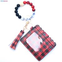 China Custom PU Leather Keychain Wallet with Wristlet Bangle Bracelet 12cm x 10cm for sale