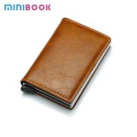 China Custom Bifold PU Leather Men's Wallet with RFID Blocking 9cm x 7cm Pop Up Card Holder for sale