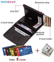 China Custom Bifold PU Leather Men's Wallet with RFID Blocking 9cm x 7cm Pop Up Card Holder for sale