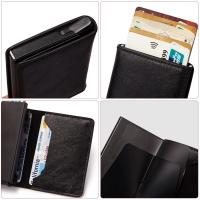 China Custom Bifold PU Leather Men's Wallet with RFID Blocking 9cm x 7cm Pop Up Card Holder for sale