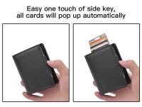 China RFID Blocking Pop Up Aluminum Slim Genuine Leather Smart Credit Card Holder for Men 8 Card Capacity for sale