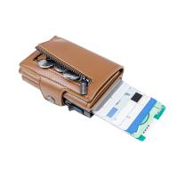 China RFID Blocking Pop Up Card Holder Vintage PU Leather Slim Wallet for Men Unisex Anti Theft Short Wallet for sale