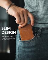 China Genuine Leather Ultra Thin RFID Wallet Carbon Fiber Slim Billfold Card Holder for Men for sale