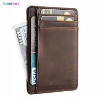 China RFID Blocking Minimalist Carbon Cowhide Leather Business Wallet with SD Card Holder for Men for sale