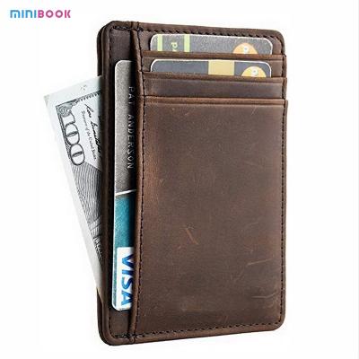 China RFID Blocking Minimalist Carbon Cowhide Leather Business Wallet with SD Card Holder for Men for sale