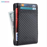China RFID Blocking Minimalist Carbon Cowhide Leather Business Wallet with SD Card Holder for Men for sale