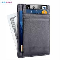 China RFID Blocking Minimalist Carbon Cowhide Leather Business Wallet with SD Card Holder for Men for sale