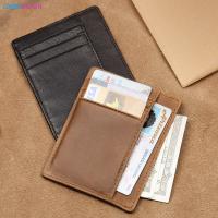 China Custom Logo Genuine Leather RFID Front Pocket Wallet Ultra Slim Card Holder 8 Card Slots for sale