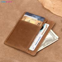 China Custom Logo Genuine Leather RFID Front Pocket Wallet Ultra Slim Card Holder 8 Card Slots for sale
