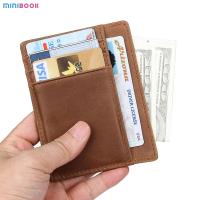 China Custom Logo Genuine Leather RFID Front Pocket Wallet Ultra Slim Card Holder 8 Card Slots for sale