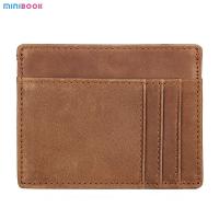 China Custom Logo Genuine Leather RFID Front Pocket Wallet Ultra Slim Card Holder 8 Card Slots for sale