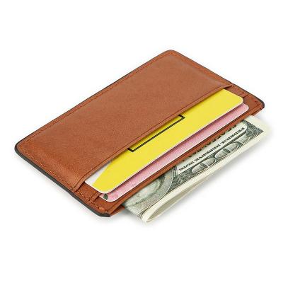 China Crazy Horse Slim Genuine Leather Credit Card Holder Wallet for Men 0.03kg 10cm for sale