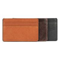China Crazy Horse Slim Genuine Leather Credit Card Holder Wallet for Men 0.03kg 10cm for sale