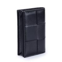 China Genuine Sheepskin Leather Knitting Short Wallet for Women Zipper Coin Purse 12.5cm for sale