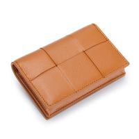 China Genuine Sheepskin Leather Knitting Short Wallet for Women Zipper Coin Purse 12.5cm for sale