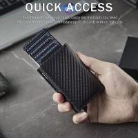 China RFID Blocking Genuine Leather Pop Up Wallet for Credit Card Storage 9.5cm for sale