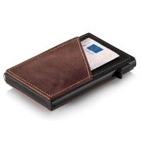 China Men's Business Automatic Pop-Up Ultra-Thin RFID Card Holder Genuine Leather 9.8cm for sale