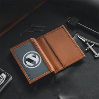 China Genuine Leather Automatic Pop Up Card Holder Wallet RFID Blocking 9.8cm 6.9cm for sale
