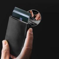 China Genuine Leather Popup Card Wallet for Men Credit Card Holder Low MOQ Mix Models 9.7cm for sale