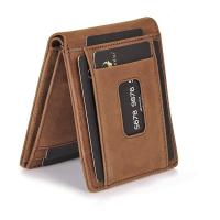 China Men's RFID Blocking Carbon Fiber Card Holder Wallet Genuine Leather 11cm x 8cm for sale