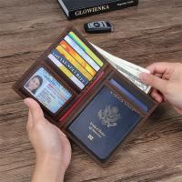 China Genuine Leather Passport Cover Bifold Wallet RFID Blocking Cowhide 11cm x 15.5cm for sale