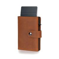 China Customizable Metal RFID Bifold Wallet for Men 10x6.5x2cm Genuine Leather for sale