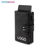 China Customizable Metal RFID Bifold Wallet for Men 10x6.5x2cm Genuine Leather for sale