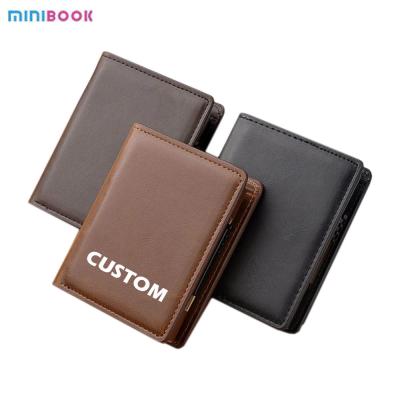 China PU Leather RFID Blocking Pop Up Card Holder Slim Minimalist Metal Business Credit ID Wallet with Gift Box for sale