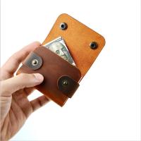 China Business Gift Brown Genuine Leather Credit Card Wallet for Men Cowhide Card Holder Case 8.5cm x 6cm for sale