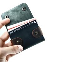 China Business Gift Brown Genuine Leather Credit Card Wallet for Men Cowhide Card Holder Case 8.5cm x 6cm for sale
