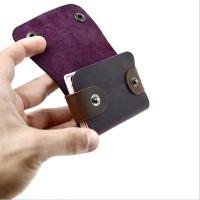 China Business Gift Brown Genuine Leather Credit Card Wallet for Men Cowhide Card Holder Case 8.5cm x 6cm for sale