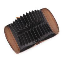 China None Pattern Genuine Leather RFID Blocking Card Holder with Zipper and Custom Logo for sale