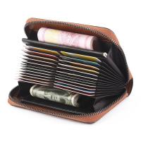 China None Pattern Genuine Leather RFID Blocking Card Holder with Zipper and Custom Logo for sale