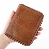 China None Pattern Genuine Leather RFID Blocking Card Holder with Zipper and Custom Logo for sale