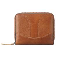 China None Pattern Genuine Leather RFID Blocking Card Holder with Zipper and Custom Logo for sale