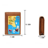 China Genuine Leather Credit Card Holder RFID Blocking 6 Slot Slim Wallet for Men Women for sale