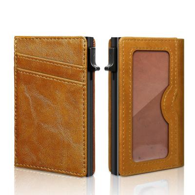 China Genuine Leather Aluminum Credit Card Holder for Men 9.5cm x 7cm x 1.5cm for sale