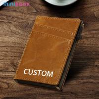 China Genuine Leather Aluminum Credit Card Holder for Men 9.5cm x 7cm x 1.5cm for sale
