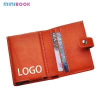 China Pop Up Aluminum Case Genuine Leather RFID Business Card Holder 12cm x 8cm for sale