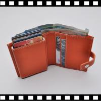 China Pop Up Aluminum Case Genuine Leather RFID Business Card Holder 12cm x 8cm for sale