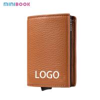 China Minimalist Genuine Leather RFID Credit Card Wallet Bifold Card Holder for Men 11.5cm x 6.5cm for sale