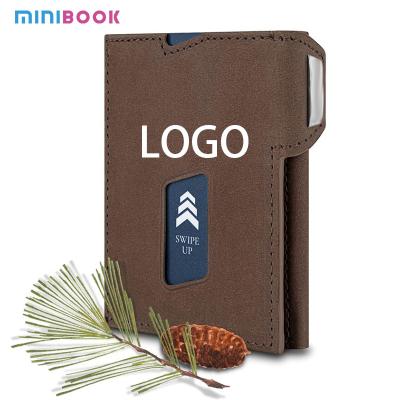 China RFID Blocking Slim Wallet Card Case Credit Card Holder for Men Genuine Leather Trifold 9.2cm for sale