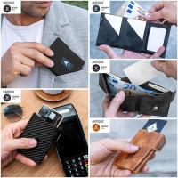 China RFID Blocking Slim Wallet Card Case Credit Card Holder for Men Genuine Leather Trifold 9.2cm for sale