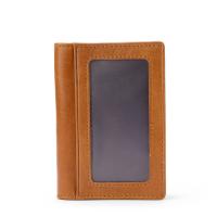 China Custom RFID Credit Card Holder Genuine Leather Business Card Wallet 11cm x 8cm for sale