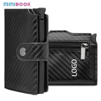 China Genuine Leather Automatic Card Holder Wallet for Men 3 Fold RFID Blocking 10 Card Capacity for sale