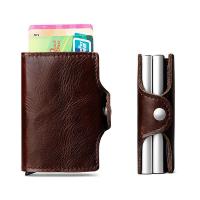 China Effortless Card Access with Automatic Ejection and Genuine Leather RFID Card Holder for sale