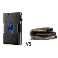 China Slim Metal Wallet with Money Clip RFID Blocking Genuine Leather 10.3x6.5x1.5cm for sale