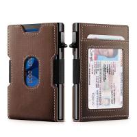 China Slim Metal Wallet with Money Clip RFID Blocking Genuine Leather 10.3x6.5x1.5cm for sale