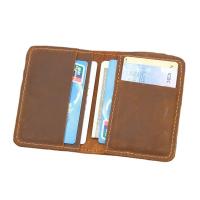 China Full Grain Leather Bifold Front Pocket Slim Wallet Credit Card Holder 10.5cm x 7.5cm for sale