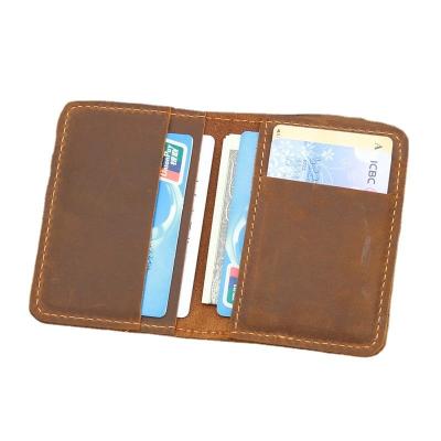 China Full Grain Leather Bifold Front Pocket Slim Wallet Credit Card Holder 10.5cm x 7.5cm for sale